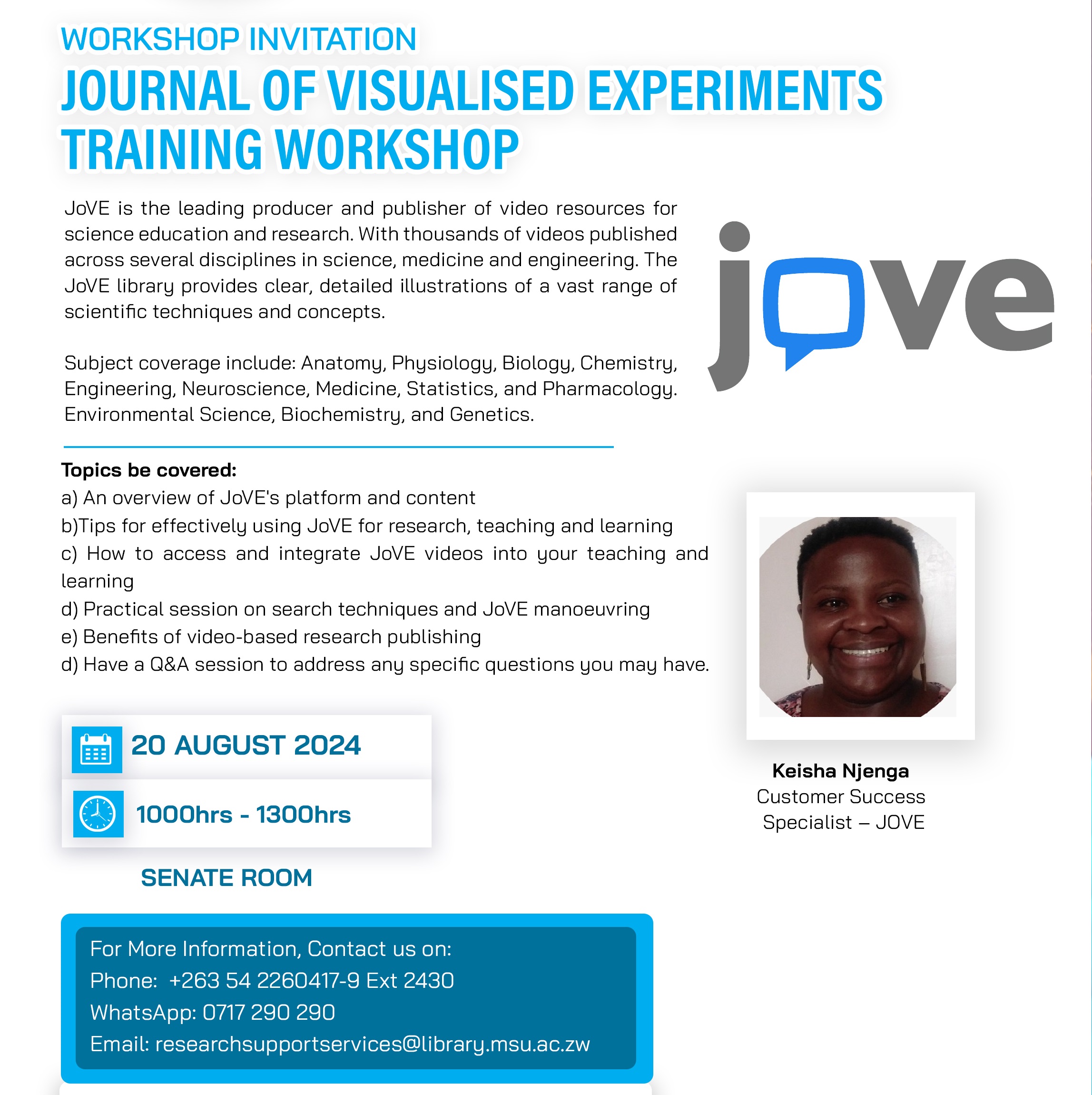 Journal Of Visualised Experiments Training Workshop - Midlands State ...